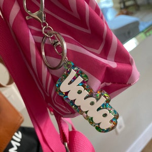 Personalized Name Keychain, Cute Confetti Acrylic Keyring, Backpack ...