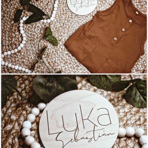 Personalized Baby Name Disk-laser-engraved Wooden Plaque for New Baby's ...