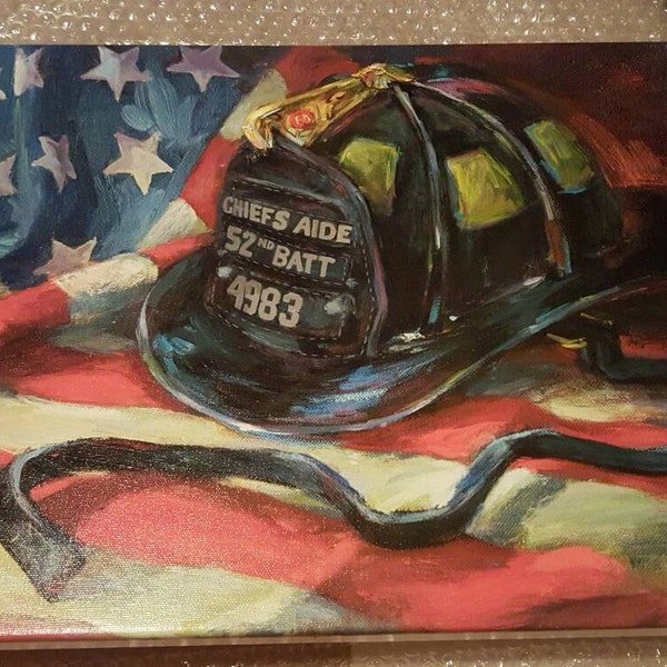 TRADITION 4, Personalized, Hand Painted Firefighter Canvas Giclee to ...