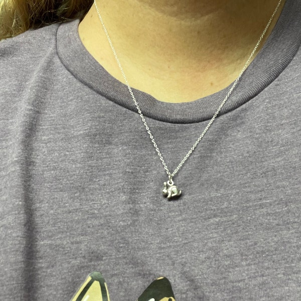 Silver Bunny Rabbit Necklace - Sterling Silver Bunny Rabbit Charm on a ...