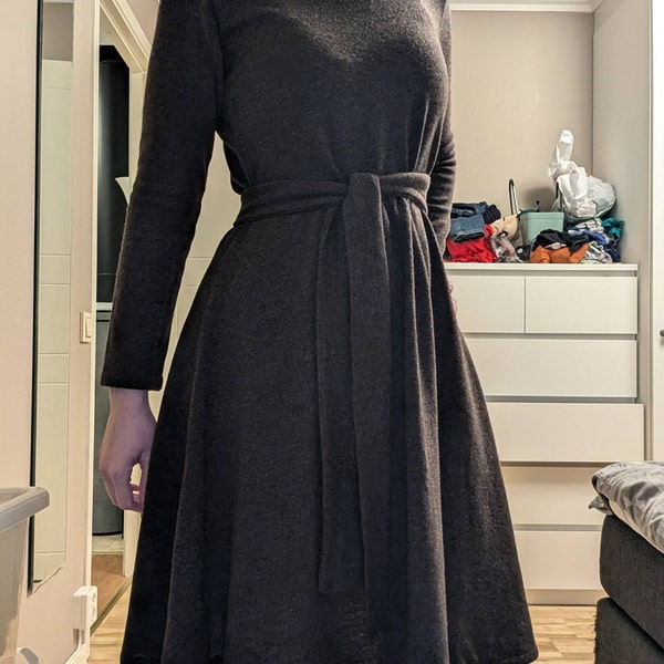 A-line Eco Wool Dress | Long Dress | Natural Wool Dress | Elegant Dress ...