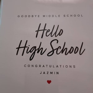 Middle School Graduation Card, for Girl, for Boy, Personalized Middle ...