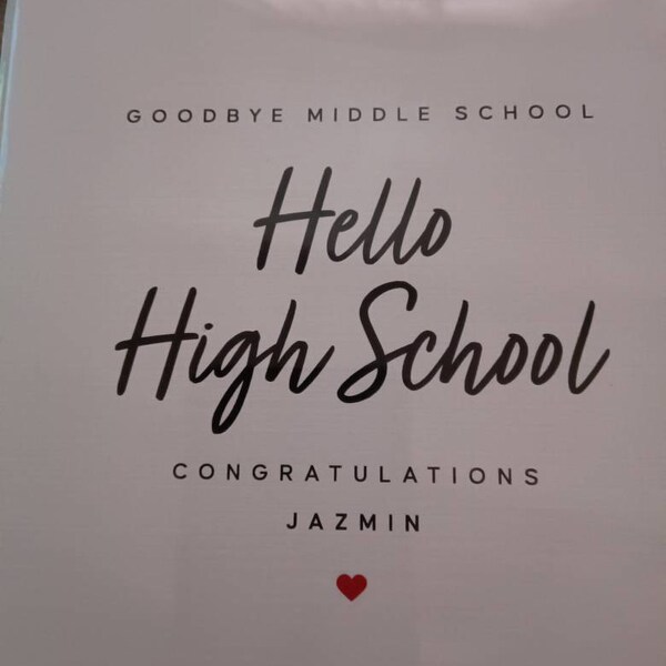 Middle School Graduation Card, for Girl, for Boy, Personalized Middle ...