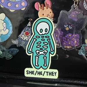 HAUNTED BONES Pin Set Glitter Acrylic Pins Spooky Doodle - Etsy