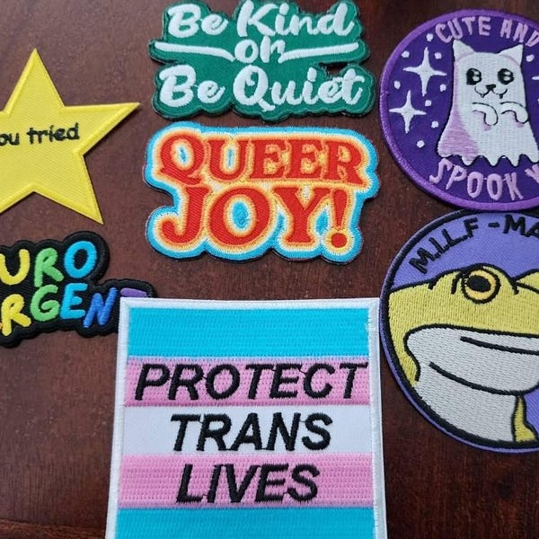 Protect Trans Lives Embroidered Patch • LGBTQ+ Pride Patch • Trans Flag ...