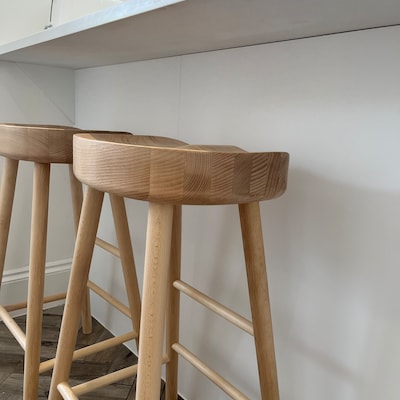 Beech Shaker Bum Stool, Brand New Kitchen Island Bar Stool, Kitchen Counter Height Wooden Bar ...
