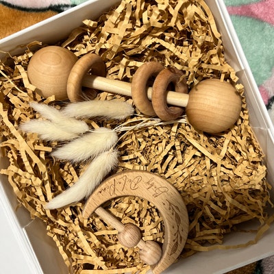 Custom Wooden Moon Baby Rattle - Etsy