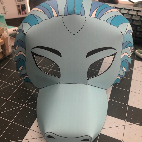 Coloring Mask 3 Printable Dragon Masks, 1 Black and White Mask to Color ...