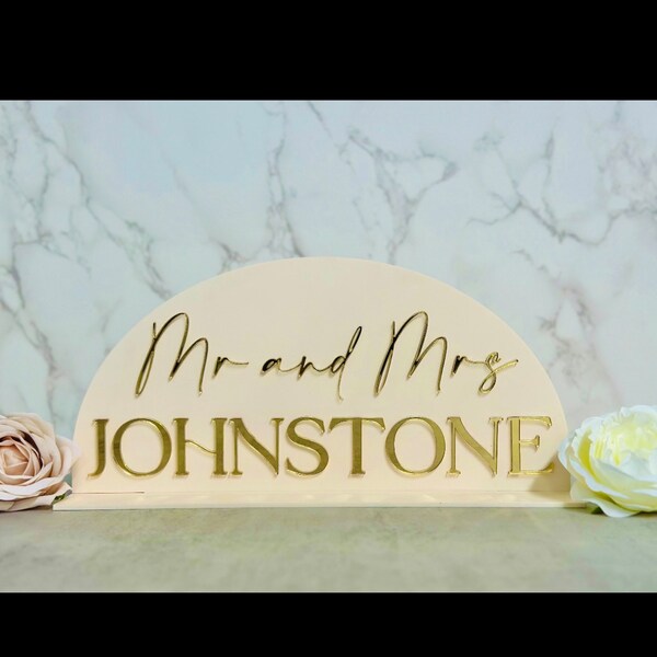 Wedding Head Table | Rounded Rectangular Sweetheart Table Sign | Mr and ...