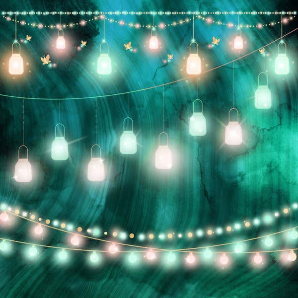 Glowing Party Lights, Bunting Lights Overlays, String Lights Clipart ...