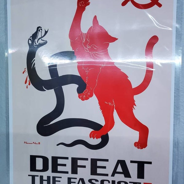 Soviet Cat - Defeat the Fascist Snake Poster - Etsy