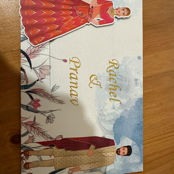 Sliding Bride Wedding Invitation, Moden Luxury Personalized Caricature ...