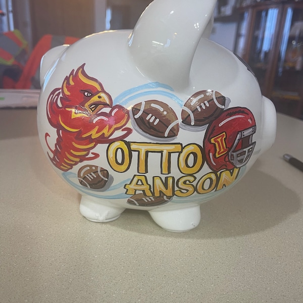 Personalized Piggy Bank Sports Custom Art in the Football Team of Your ...