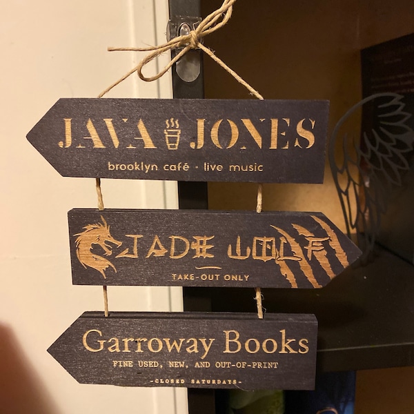Wooden Signs, Laser Engraved, Java Jones, Jade Wolf and Garroway Books ...