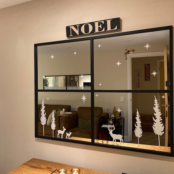 Stag Deer Forest Christmas Scene Window Stickers - Dizzy Duck Designs ...