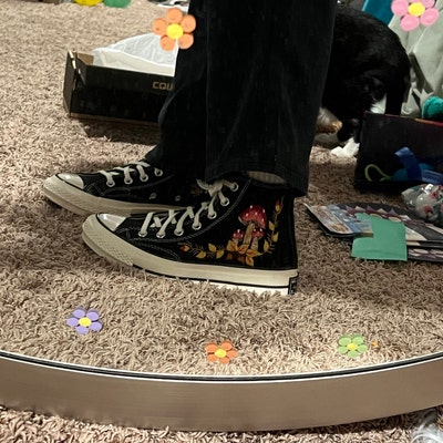 Blue Butterfly Floral Embroidery Converse Cottagecore Natural - Etsy