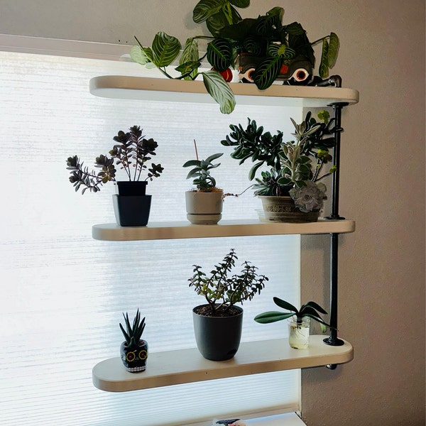 Swivel Shelf With Drip Groove for Window or Wall, Industrial Pipe Shelf ...