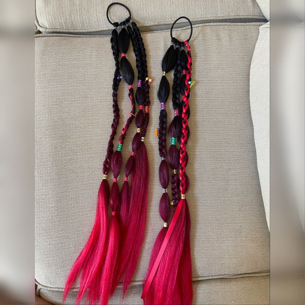2X Festival Rave Braids Hair Extensions tie or Clip-on - Etsy