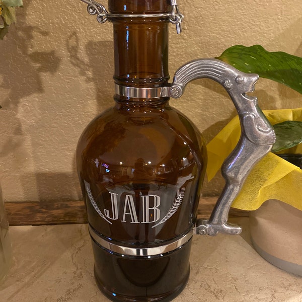 Five (5) Custom Beer Growlers With Flip Top **HAND ENGRAVED** Groomsmen ...