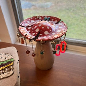 Black Mushroom Earring Holder, Mushroom Jewelry Display, Mushroom ...