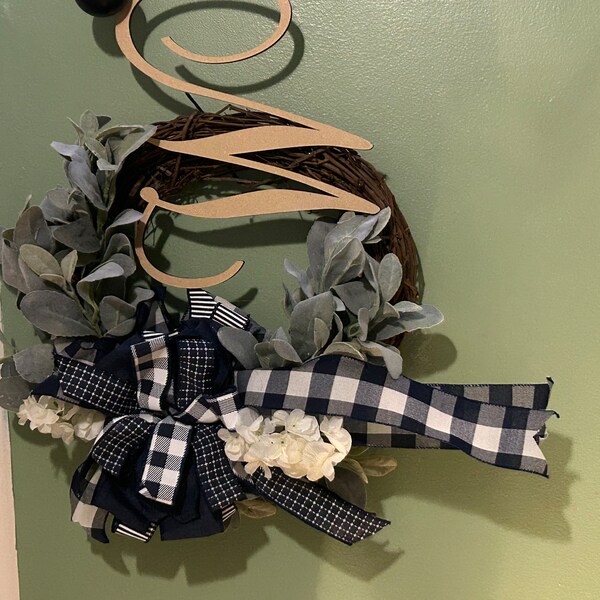 Navy Farmhouse Bow, Wreath Bow, Lantern Bow, Swag Bow, Mailbox Bow ...