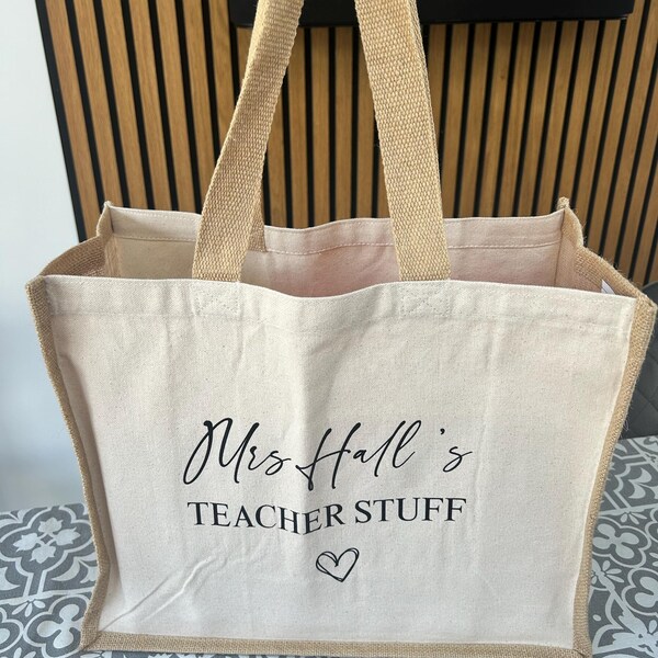 Personalised Teacher Bag, Custom Teacher Stuff Bag, Teacher Tote Bag ...