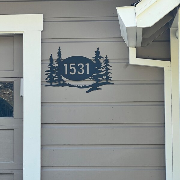 Metal Mountain House Number Sign | Mountain Address Sign | Modern ...