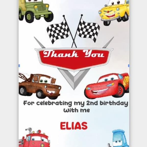 Cars Birthday Favor Tags: Editable Thank You Gift Tags (digital ...
