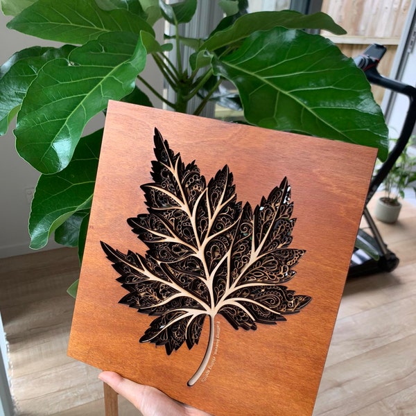 Maple Leaf – 3D Laser Cut Wall Art SVG | Intricate Botanical Leaf ...