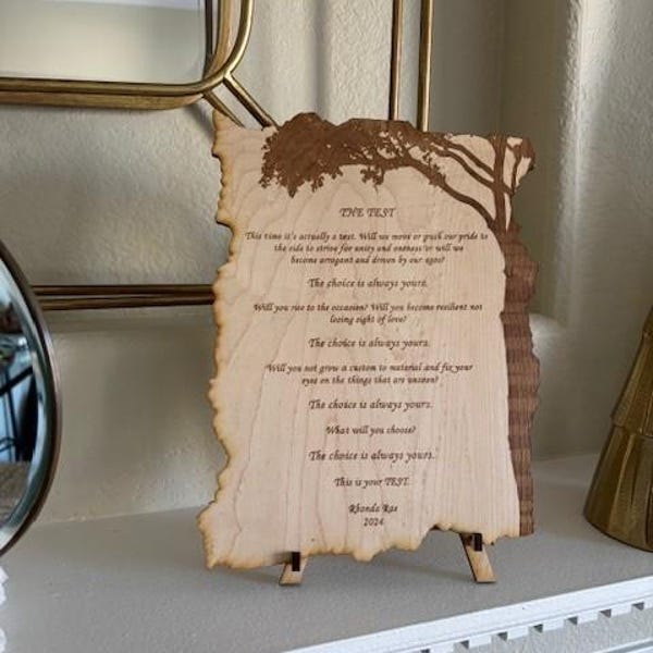 Wood Engraved Poem Custom Short Story or Poem With a Stand Personalized ...
