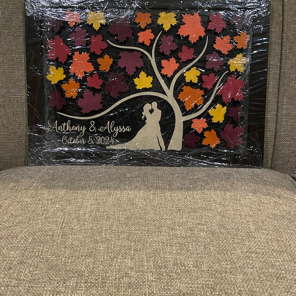 Autumn Wedding Guestbook Alternative Tree of Maple Leaves Guest Book 3D ...