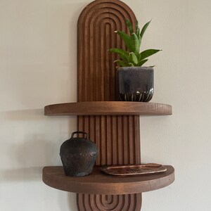 Mid-century Modern Wall Shelf With Arched Wood Design Single & Double ...