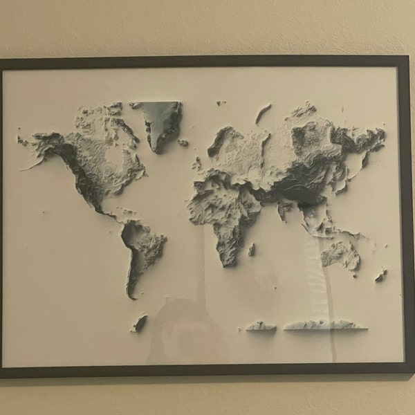 World Mercator Projection Poster | Topographic Shaded Relief Map ...