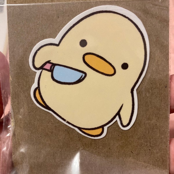 Chicken Duck Holding Knife Meme Sticker | Funny Sticker | Laptop ...