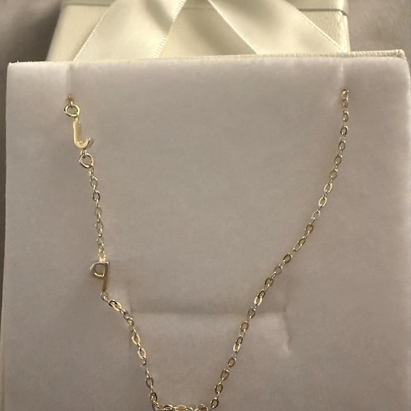 Personalized Sideways Initial Birthstone Necklace, Birthday Gift for ...