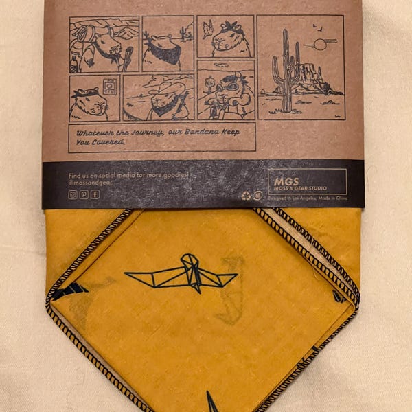 100% Cotton Black Bandana Extra Soft Origami Bird Design Unisex Design ...