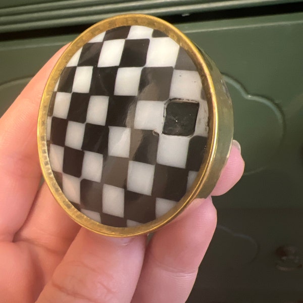 Checkered Resin Drawer Knob: Black and White Furniture Pull - Etsy