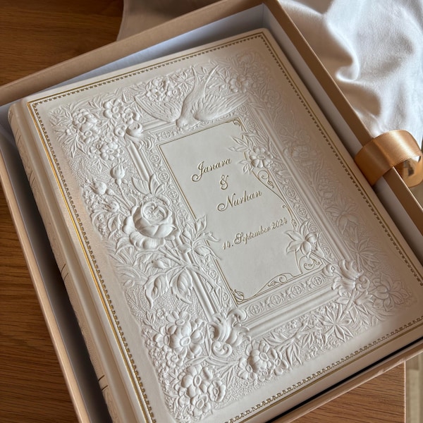 Luxury Leather Wedding Photo Album With Custom Engraving Handmade ...