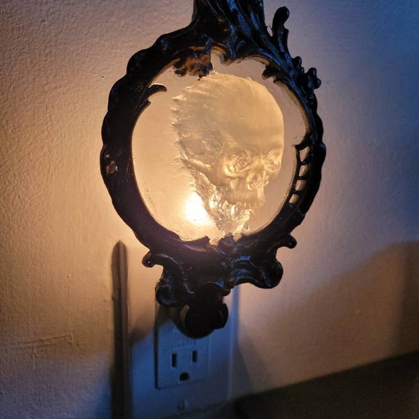 Spectral Skull Nightlight, Hand Painted Resin Sculpture | Victorian ...