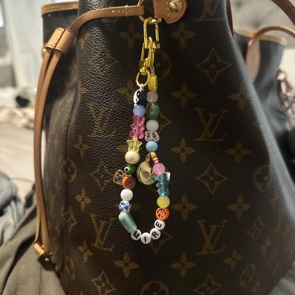 CUSTOM Beaded Bag Charm Custom Colors, Bag Chain, Strap Charm, Beaded ...