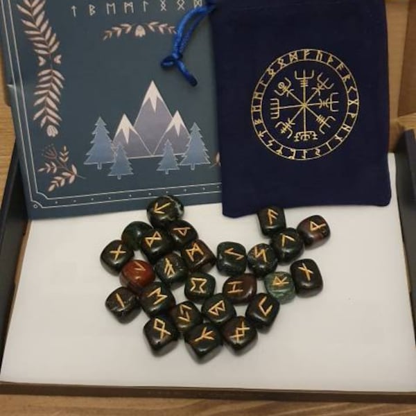 Rune Stones Gift Set Includes 21 Page Guide Book and Free Satin Lined ...