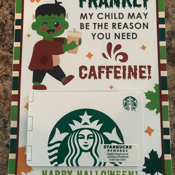 Printable Halloween Coffee Card Holder | Teacher Appreciation Gift ...