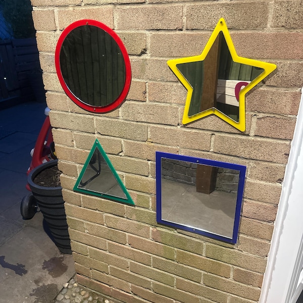Set of ACRYLIC Sensory Mirrors, Shapes, Triangle, Square, Circle, Star ...