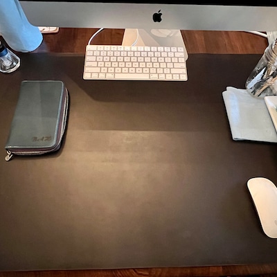 Leather Desk Mat, CUSTOM SIZE Desk Pad, Desk Protector, Black Desk Top ...