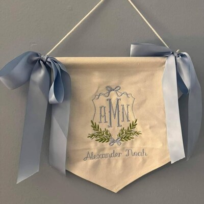 Monogrammed Applique Puffy Letters Baby Banner High Chair First ...