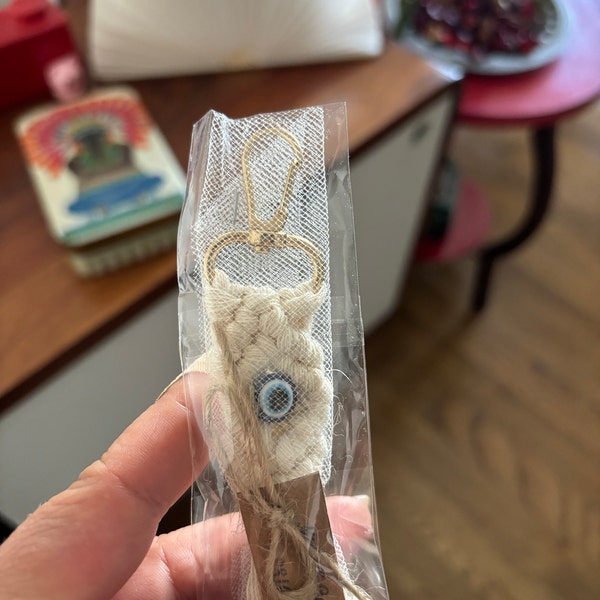 Macrame Key Chain Boho Custom Name Bridal Shower Gift & Guest Favors Name Tag Bridesmaids ...