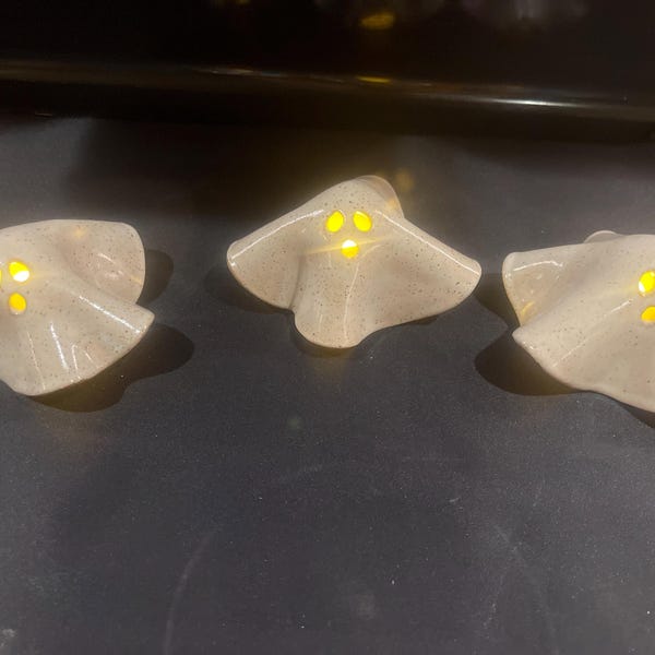 Handmade Ceramic Ghost Luminaries Pottery Halloween Decor Pottery Ghost ...