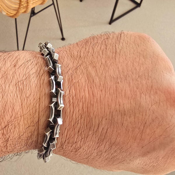 Handmade 925 Sterling Silver Red Ruby Cyborg Gothic Robot Biker Mens ...