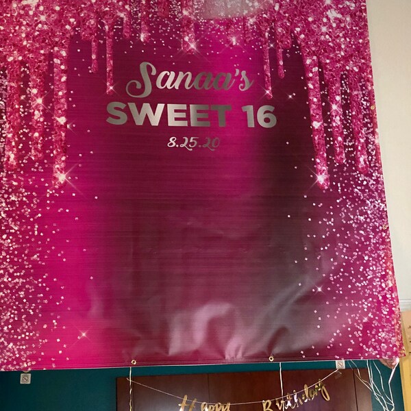 Sweet 16, Step and Repeat, 8X8 Photo Booth Backdrop, Sweet 16 Banner ...