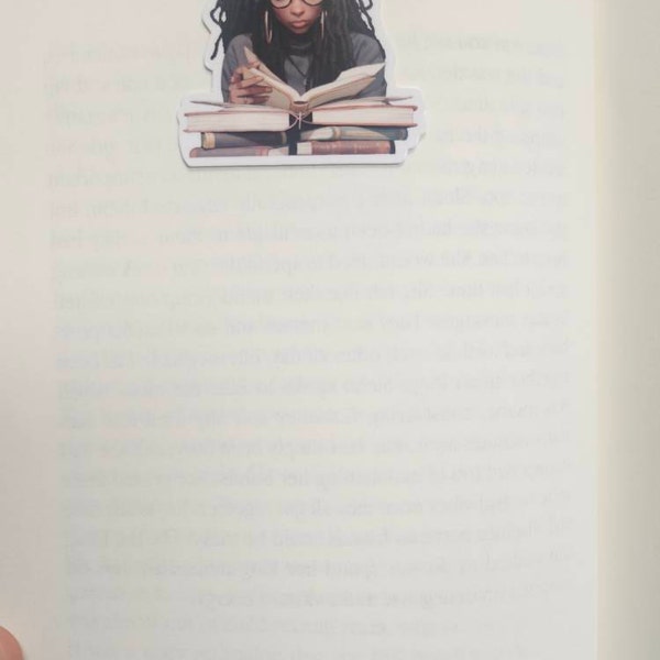 Thinking of Books Sticker, Black Woman Who Loves to Read, Black Girl ...